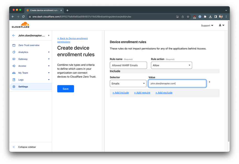 Enapter Gateway remote access with Cloudflare Zero Trust | Enapter Developer Toolkit