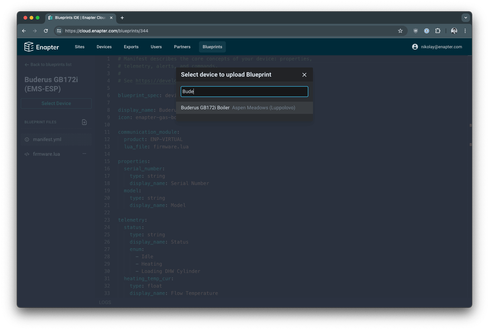 Debugging Blueprint (Getting Logs from UCM) | Enapter Developer Toolkit Debugging Blueprint (Getting Logs from UCM) | Enapter Developer Toolkit